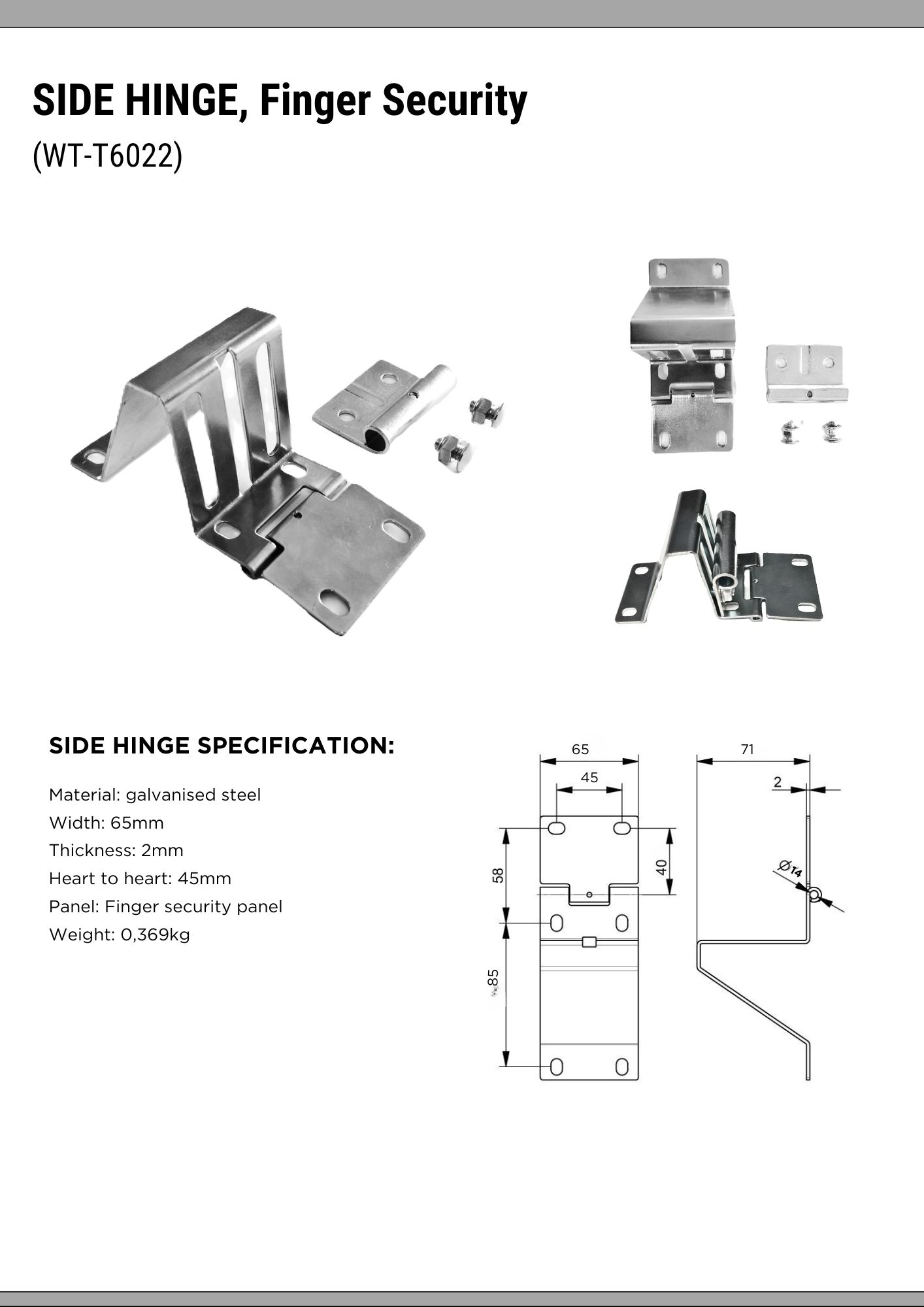 SIDE HINGE, Finger Security - Spartak